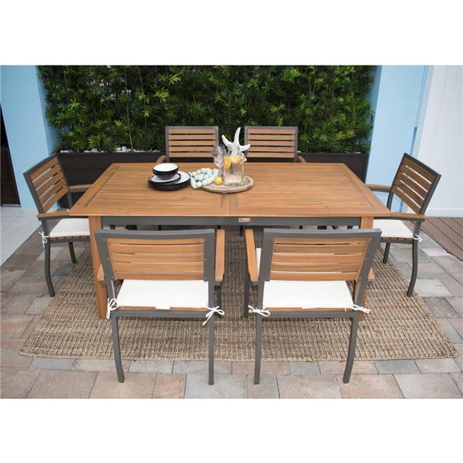 Panama Jack PJO-3201-GRY-7DA-CUSH-SU-737 Boca Grande 7 Piece Rectangle Dining Set, Graphite ...