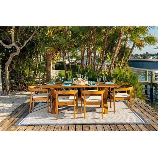 Panama Jack PJO-3601-NAT-7DA-CUSH-SU-739 Bali Teak 7 Piece Rectangle ...