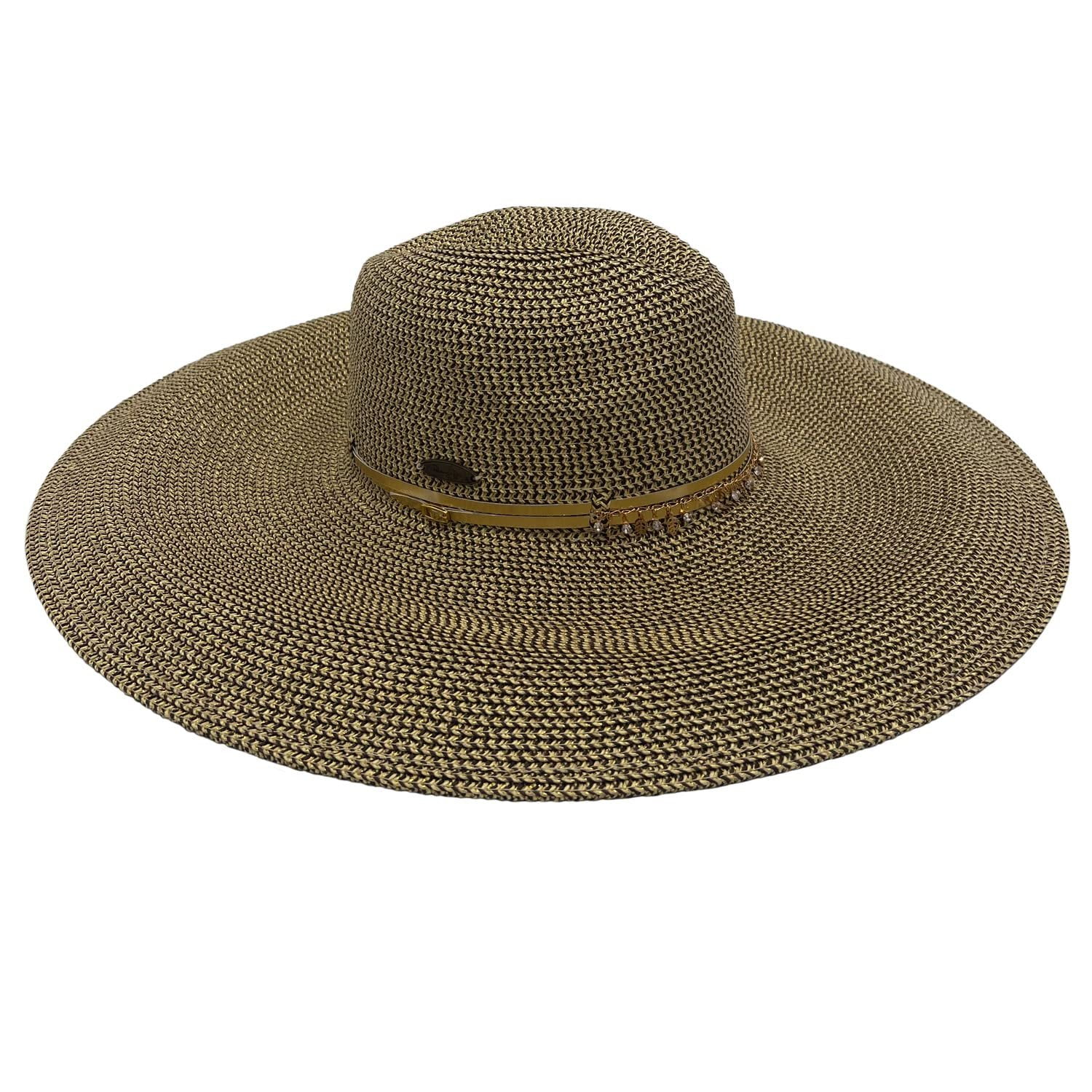 Panama Jack Women's Premium Straw Hat - Metallic Gold Paper Braid, UPF ...