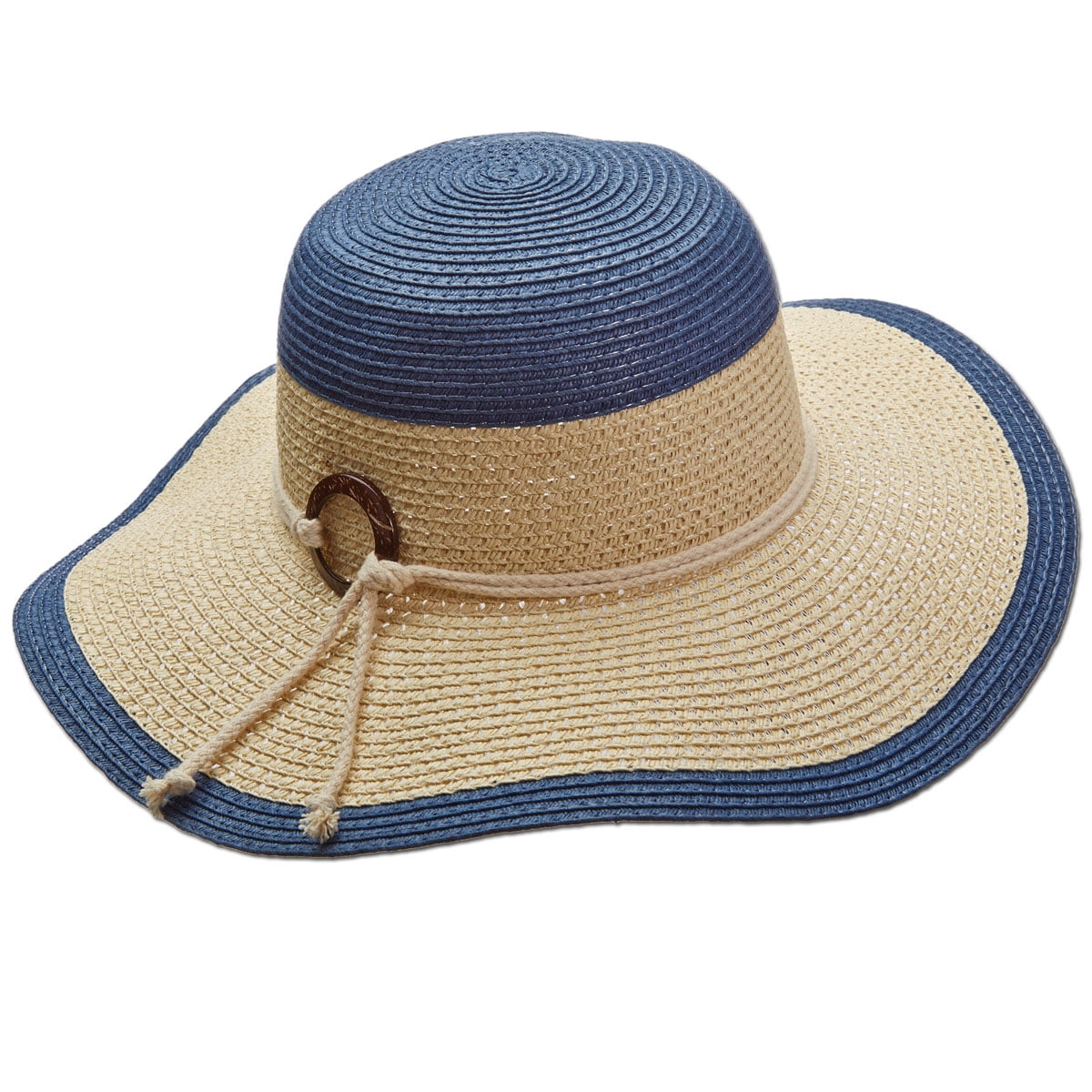 Panama Jack Women's Two-Tone Paper Braid Packable Sun Hat, 4" Floppy ...