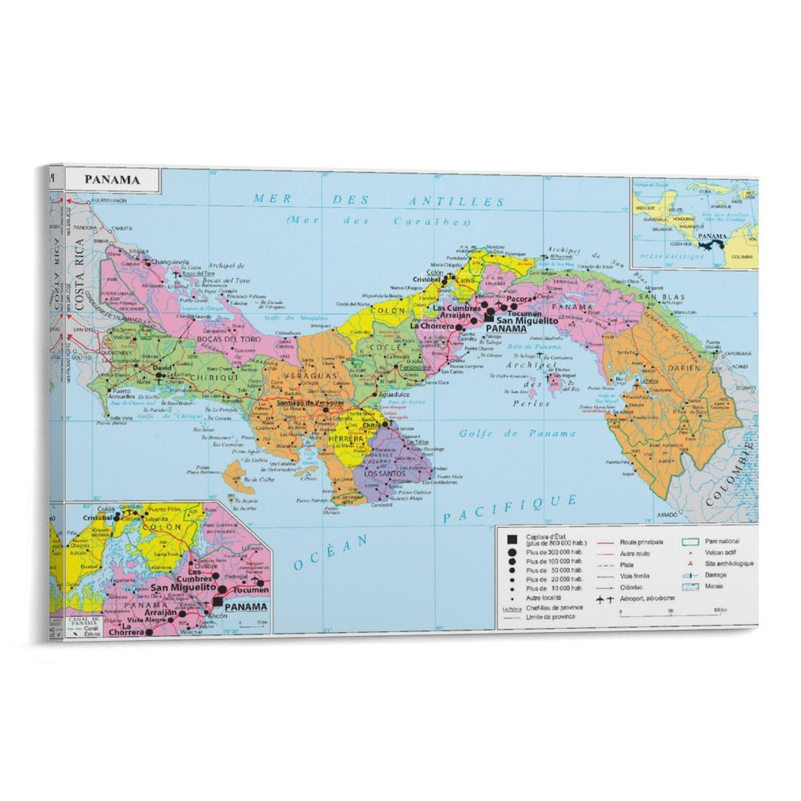Panama Map Posters Artworks Canvas Poster Room Aesthetic Wall Art ...