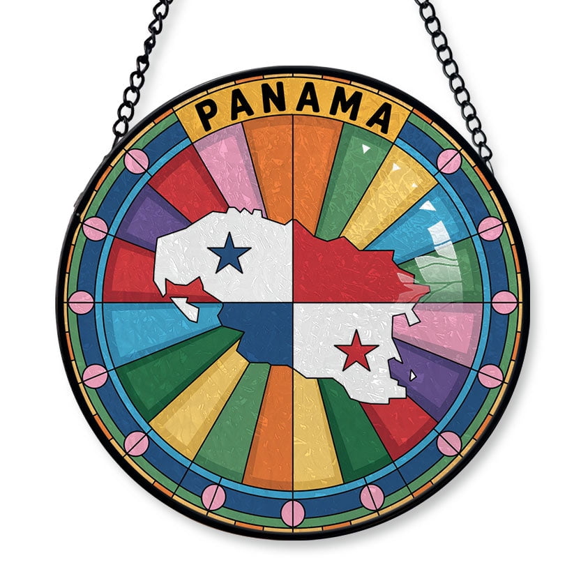 Panama Travel Decor Suncatcher Stained Glass Window Hanging, Gift for ...