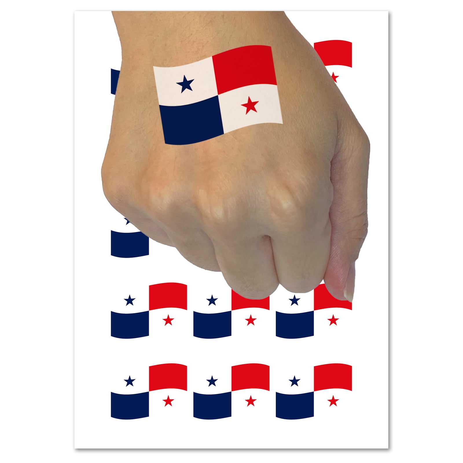 Panama with Waving Flag Cute Water Resistant Temporary Tattoo Set Fake ...
