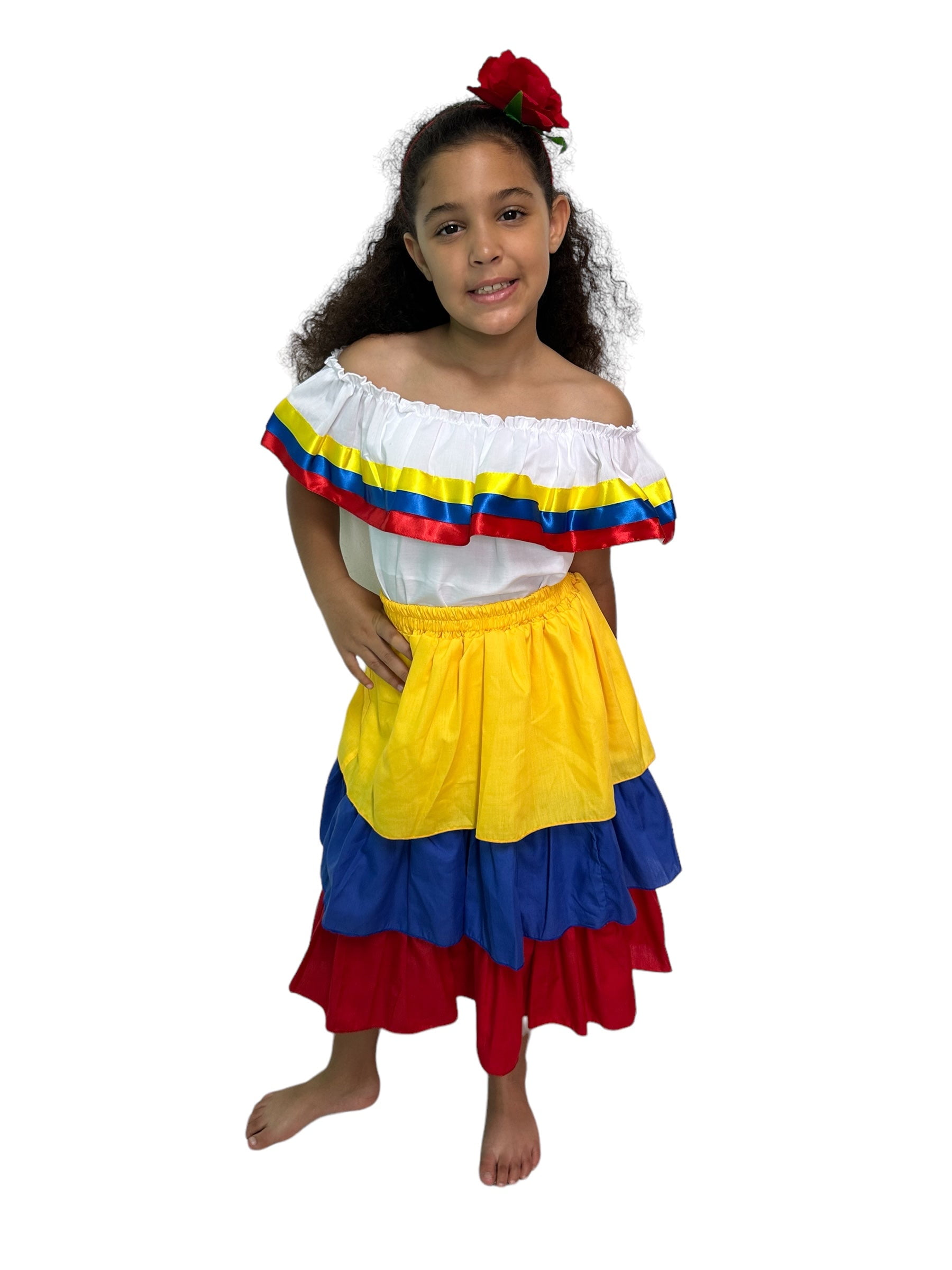 Venezuelan Traditional Dress for Girls - White With Ribbons (10, 620443 ...