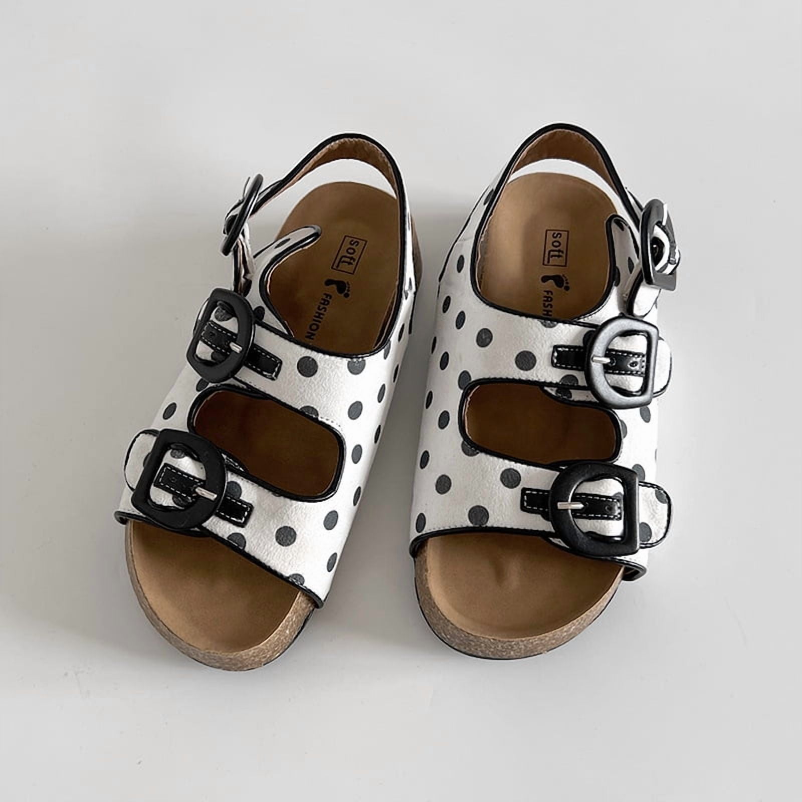 Panan Retro Polka Dot Buckle Sandals with Cork Sole, Women’s Stylish ...