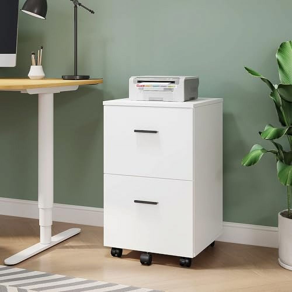 Panana 2 Drawer Wooden Mobile File Cabinet, Rolling Filing Cabinet with ...