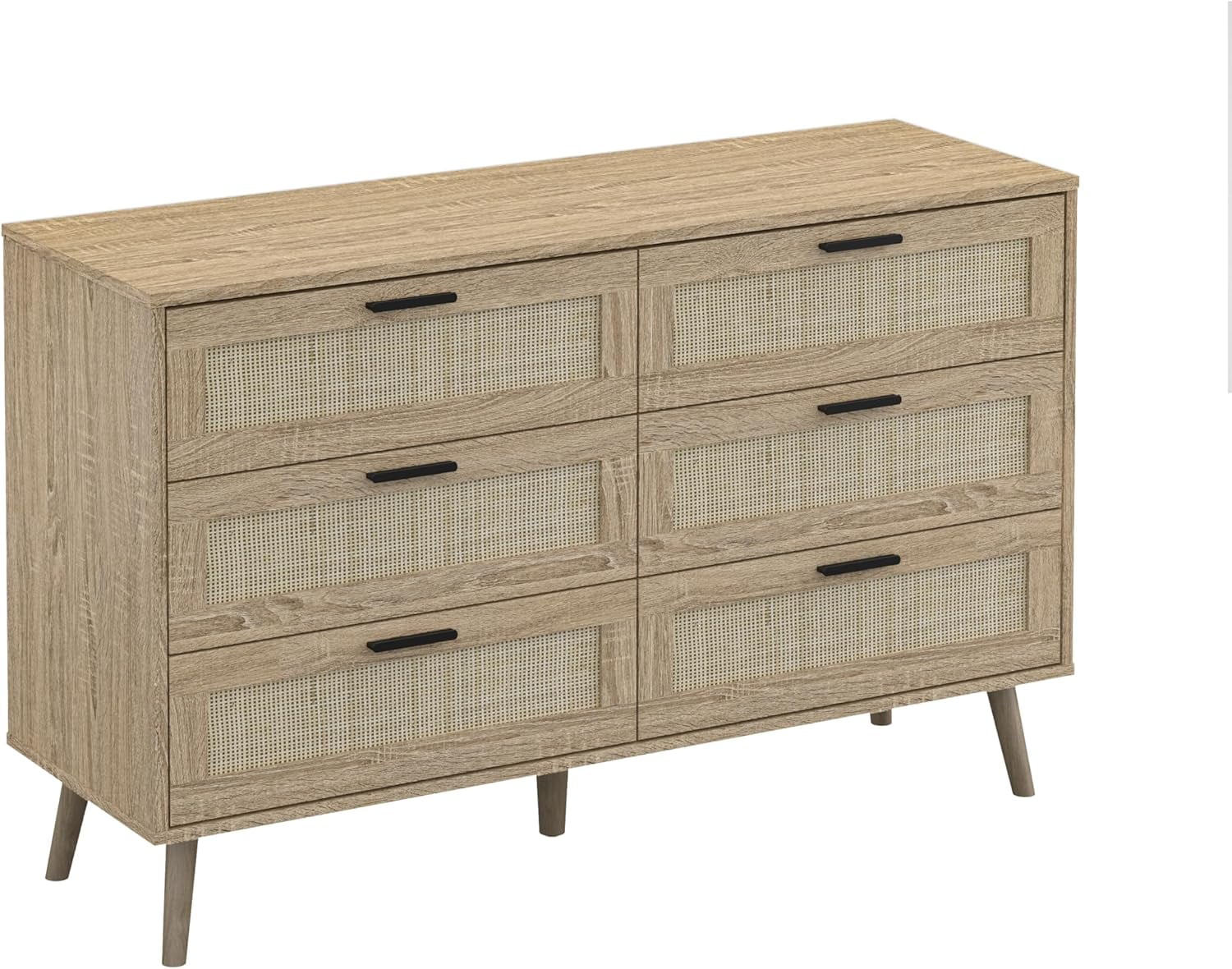 Panana 3/6/8 Drawers Dresser, Wooden Rattan Chest of Drawers with ...