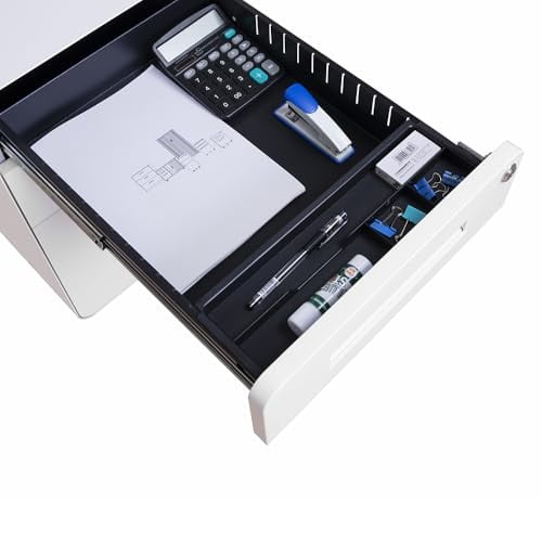 Panana 3 Drawer Mobile File Cabinet with Lock, Under Office Desk Metal ...