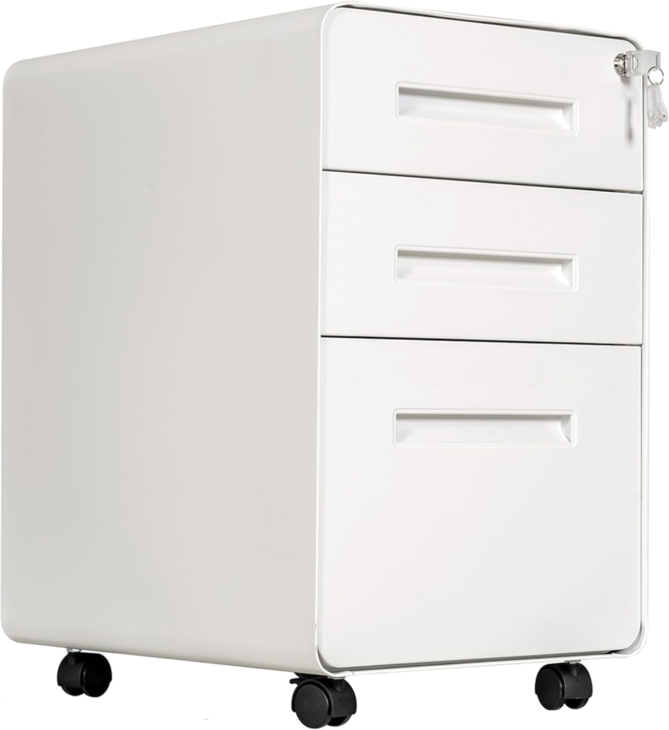 Panana 3 Drawer Mobile File Cabinet with Lock, Under Office Desk Metal ...