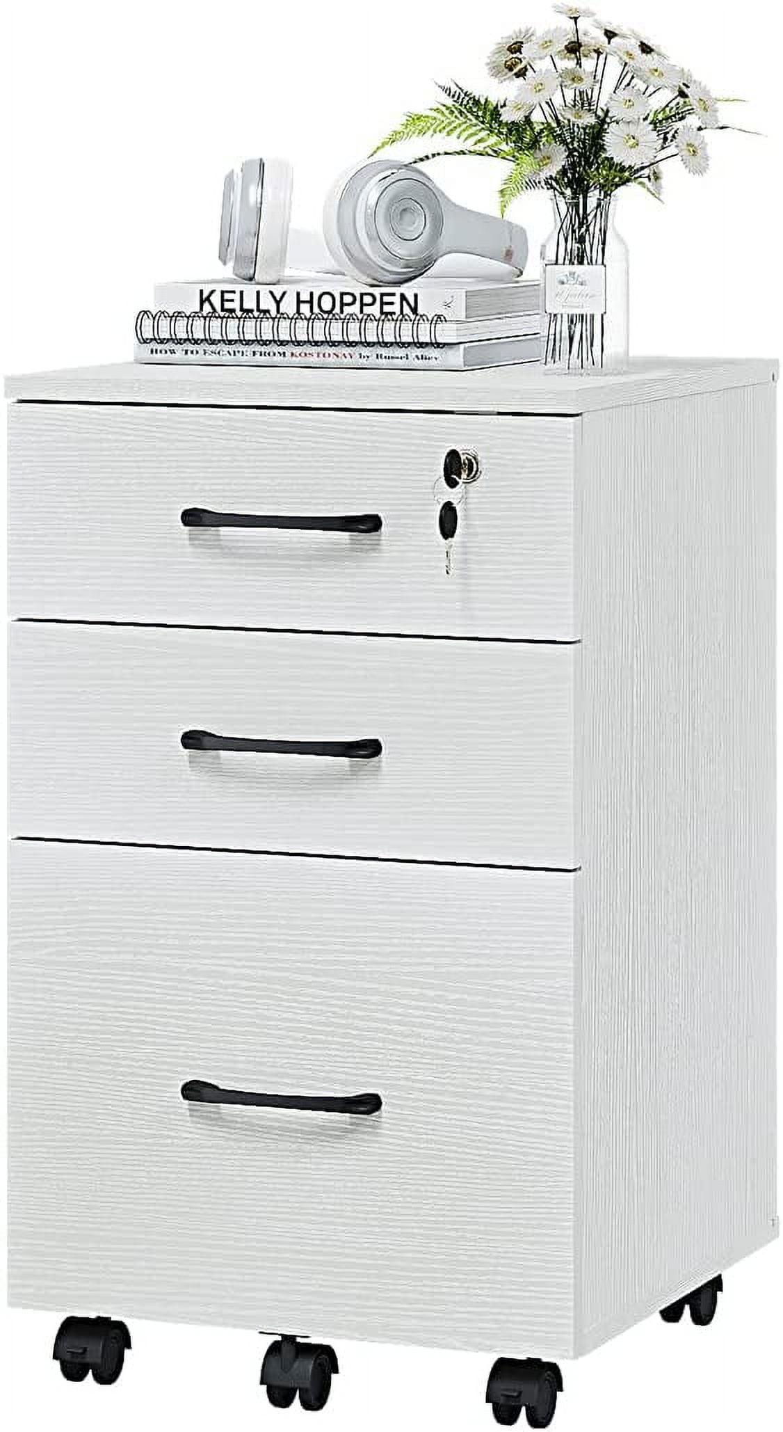 Panana 3 Drawer Wood Mobile File Cabinet, Under Desk Storage Drawers ...