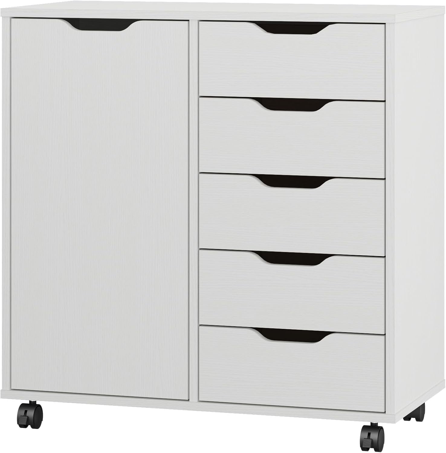 Panana 5-Drawer Chest with 1 Door, Wooden Chest of Drawers Storage ...