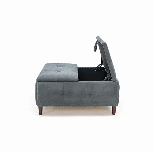 Panana Large Square Storage Ottoman Bench, Tufted Upholstered Coffee ...