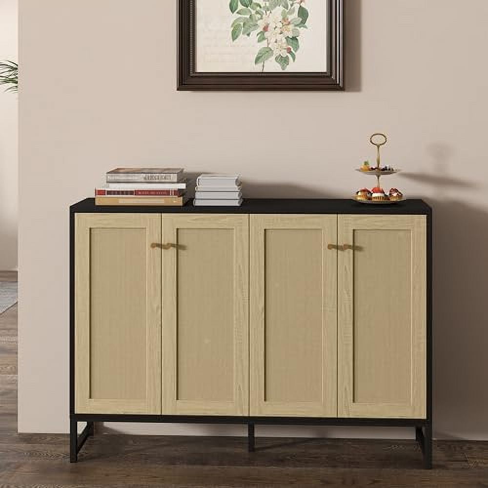 Panana Sideboard Accent Storage Cabinet with Rattan Decorated 4 Doors ...