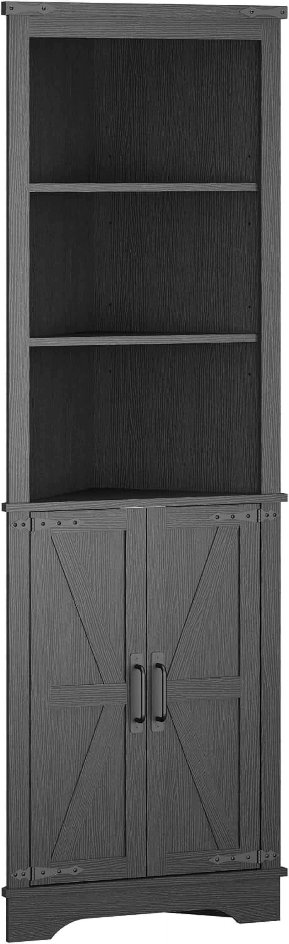 Panana Tall Corner Storage Cabinet with Barn Door, Farmhouse Wooden ...