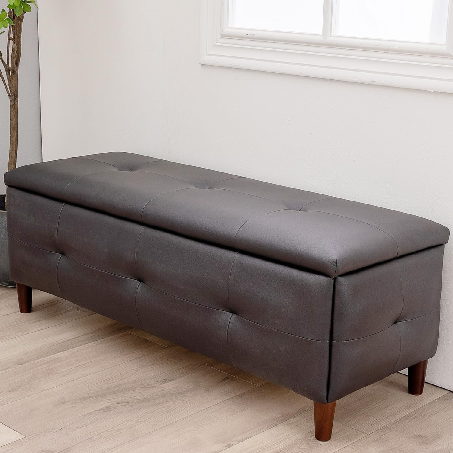 Panana Upholstered Rectangular Ottoman Polyester Storage Toy Box and ...