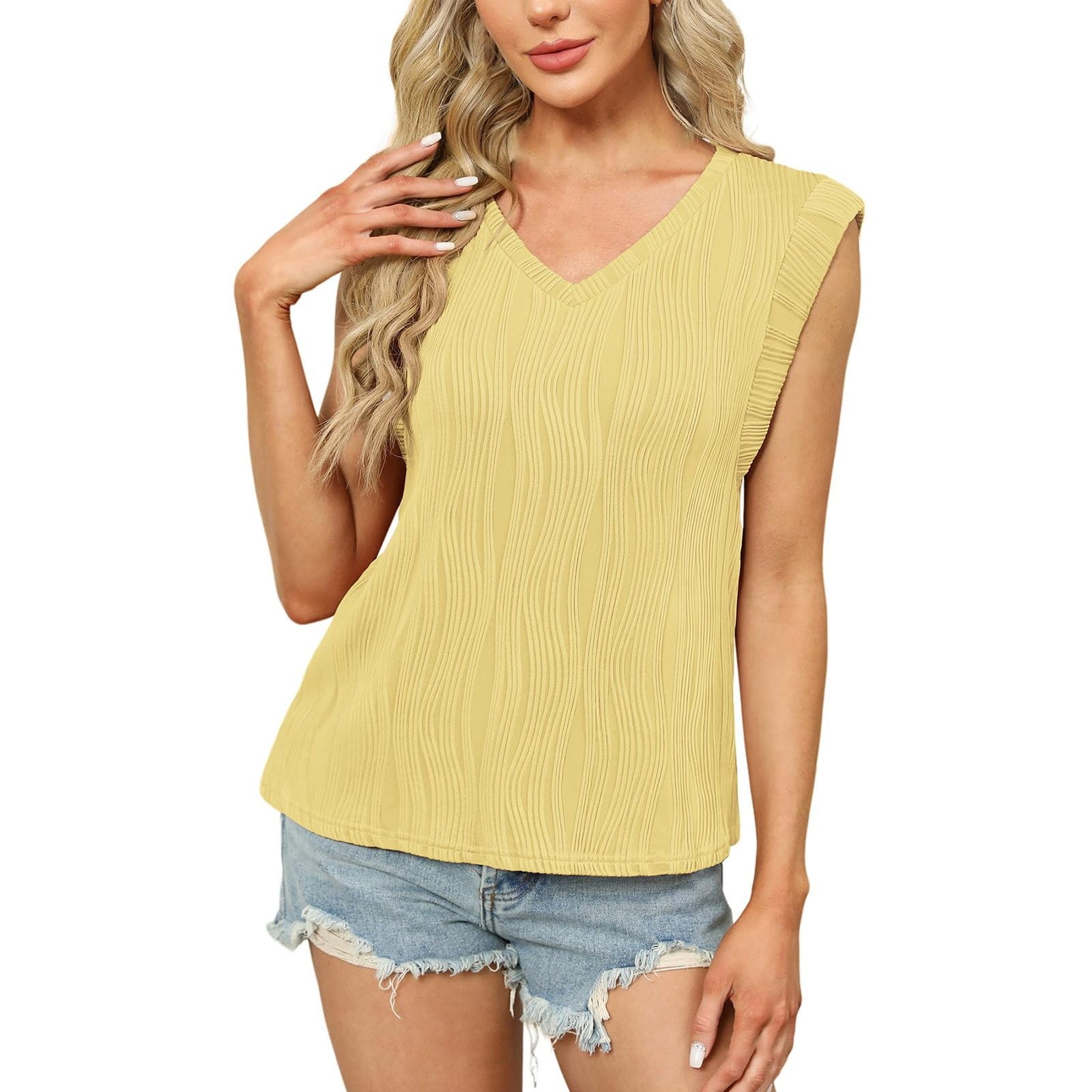 Panankl Womens Tops, Spring Tops for Women, Womens Casual Sleeveless Tops V Neck Knit Vest ...