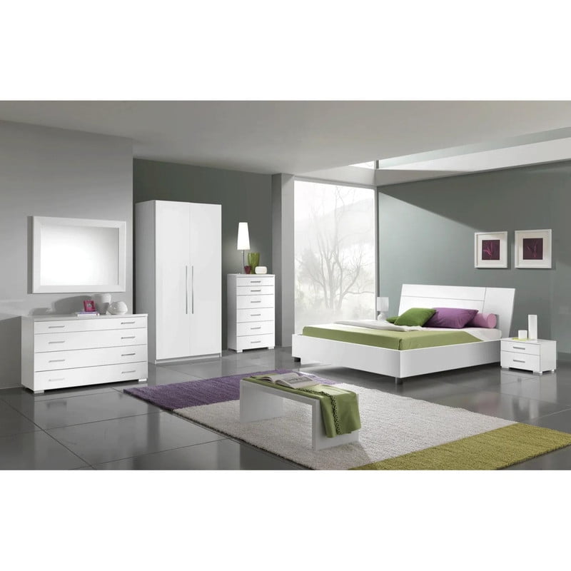 Panarea Modern 3-Piece King Size Bedroom Set with Momo Case, White ...