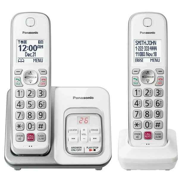 Panasonic 2 Handset DECT 6.0 Expandable Cordless Phone System with ...