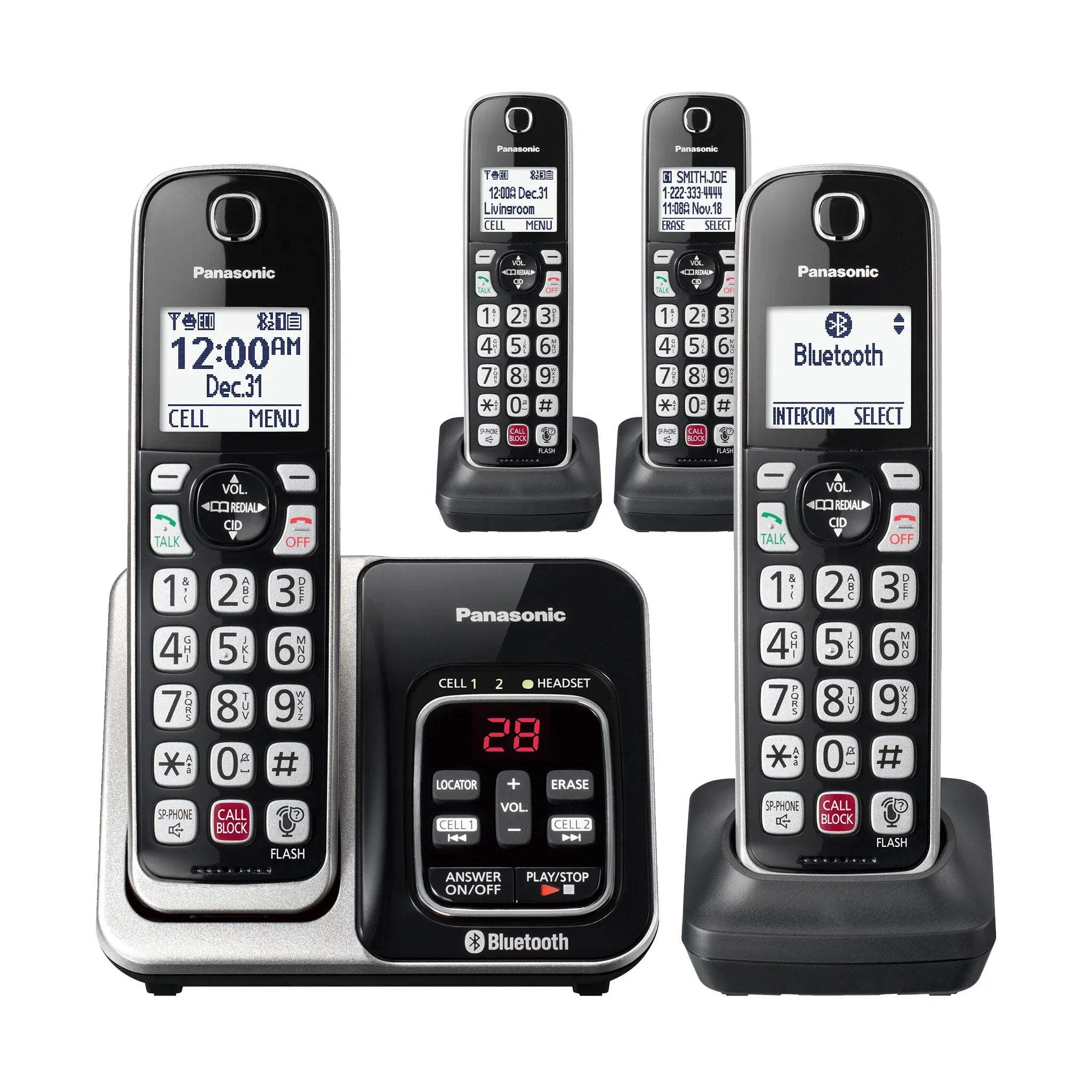 Panasonic 4 Handset Link2Cell Cordless Phone System - Walmart.com