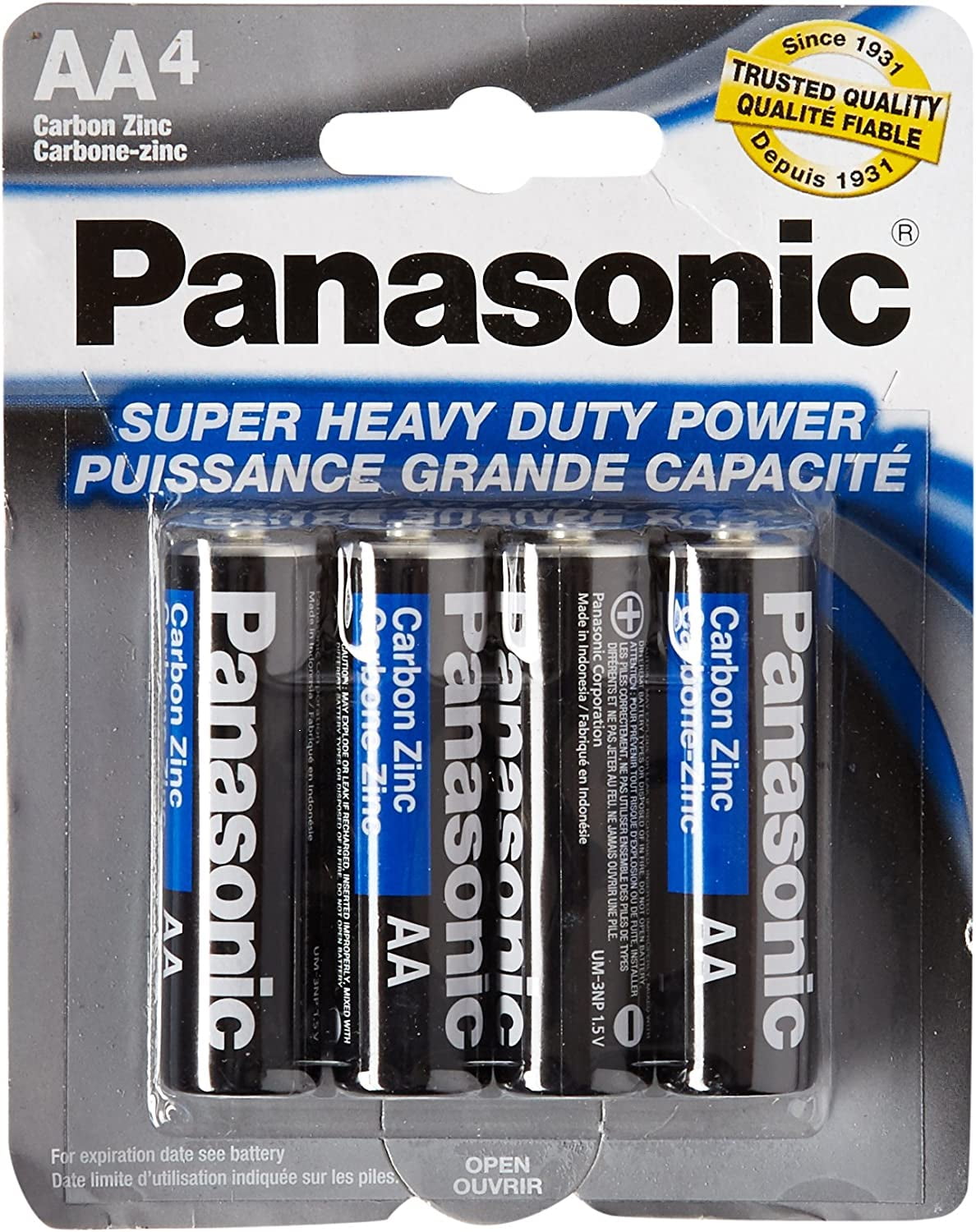 Panasonic AA Batteries Super Heavy Duty, Carbon Zinc 1.5V, Pack of 16 ...