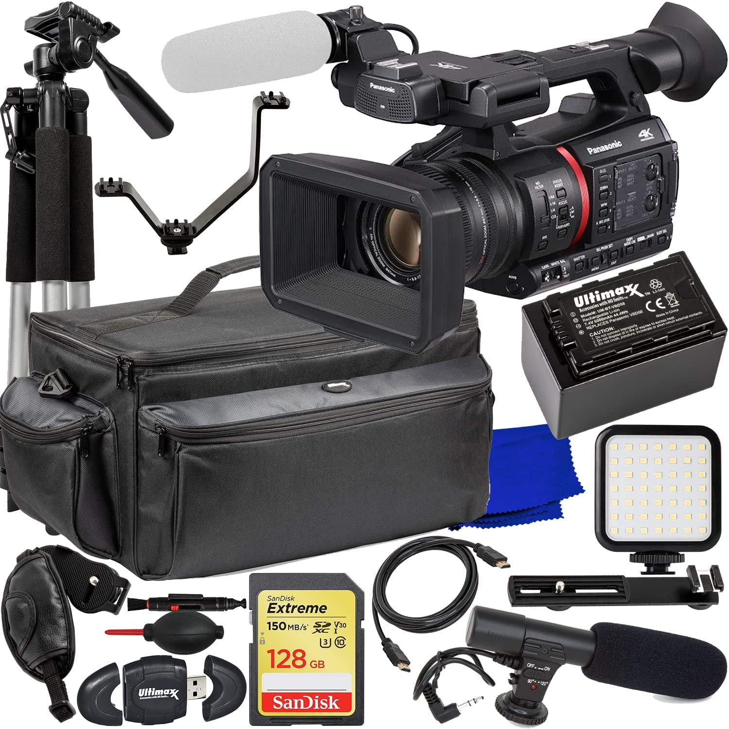 Panasonic AG-CX350 4K Camcorder + 128GB + Tripod + Microphone Bundle ...