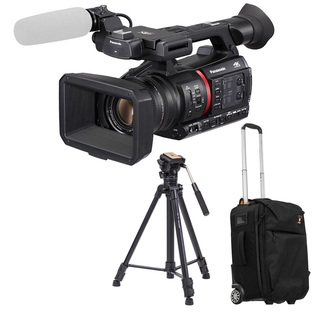 Panasonic AG-CX350 4K Camcorder with 3-Section Aluminum Video Tripod ...