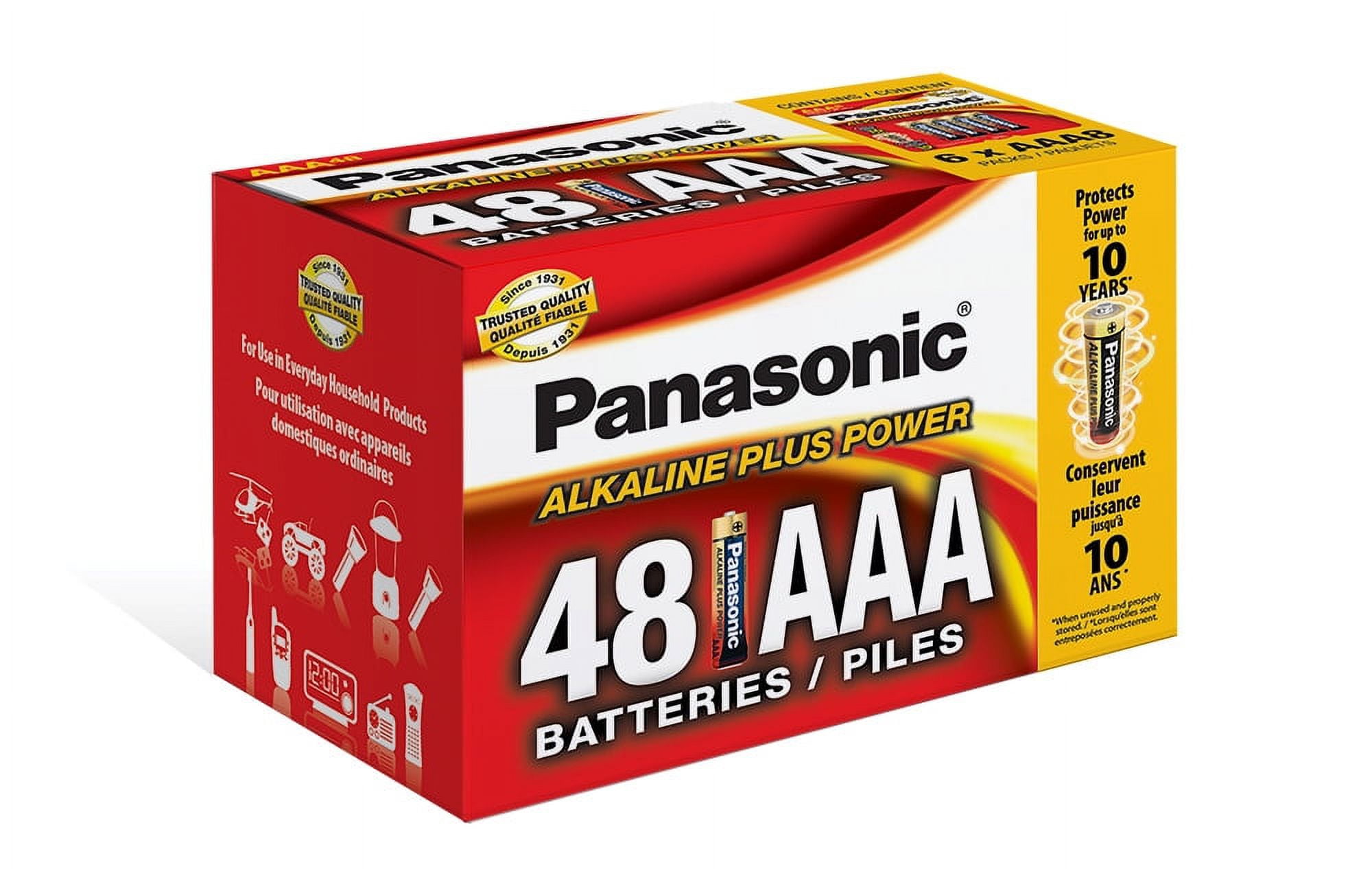 Panasonic AAA48 Alkaline Plus Power Batteries, Anti-Leak, Long-Lasting ...