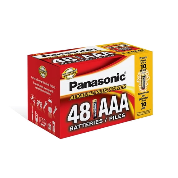 Panasonic AAA48 Alkaline Plus Power Batteries, Anti-Leak, Long-Lasting ...