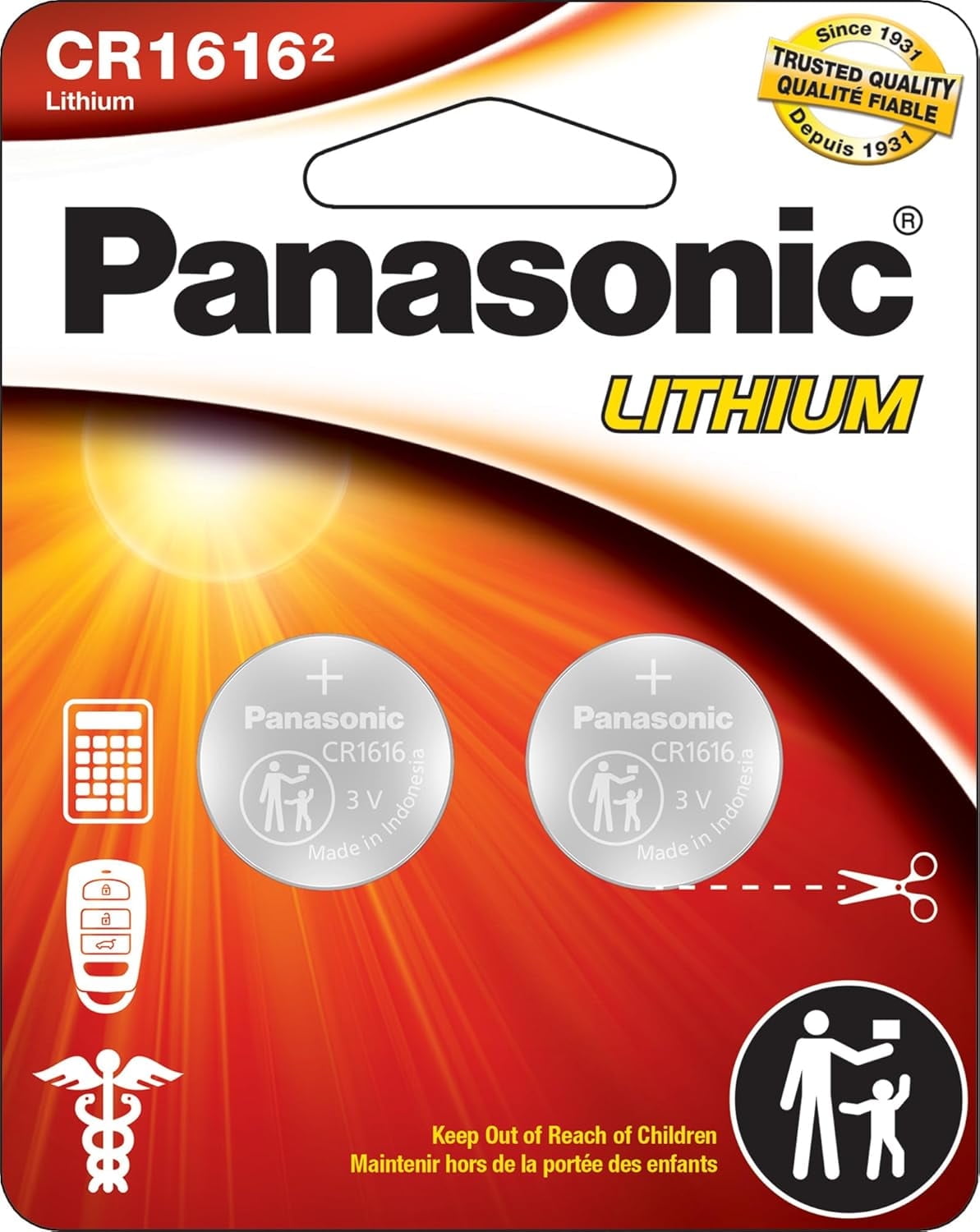 Panasonic CR1616 3.0V Long-Lasting Lithium Coin Cell Batteries, Child ...