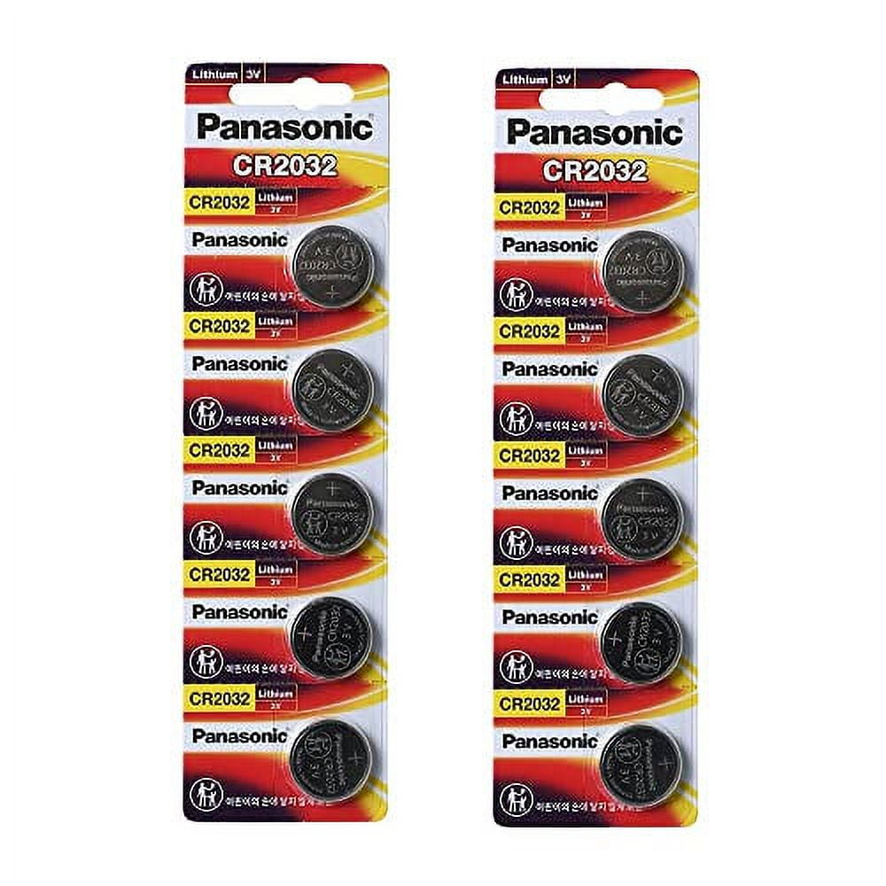 Panasonic CR2032 3 Volt Lithium Battery, Pack of 10(2 Packs of 5 ...