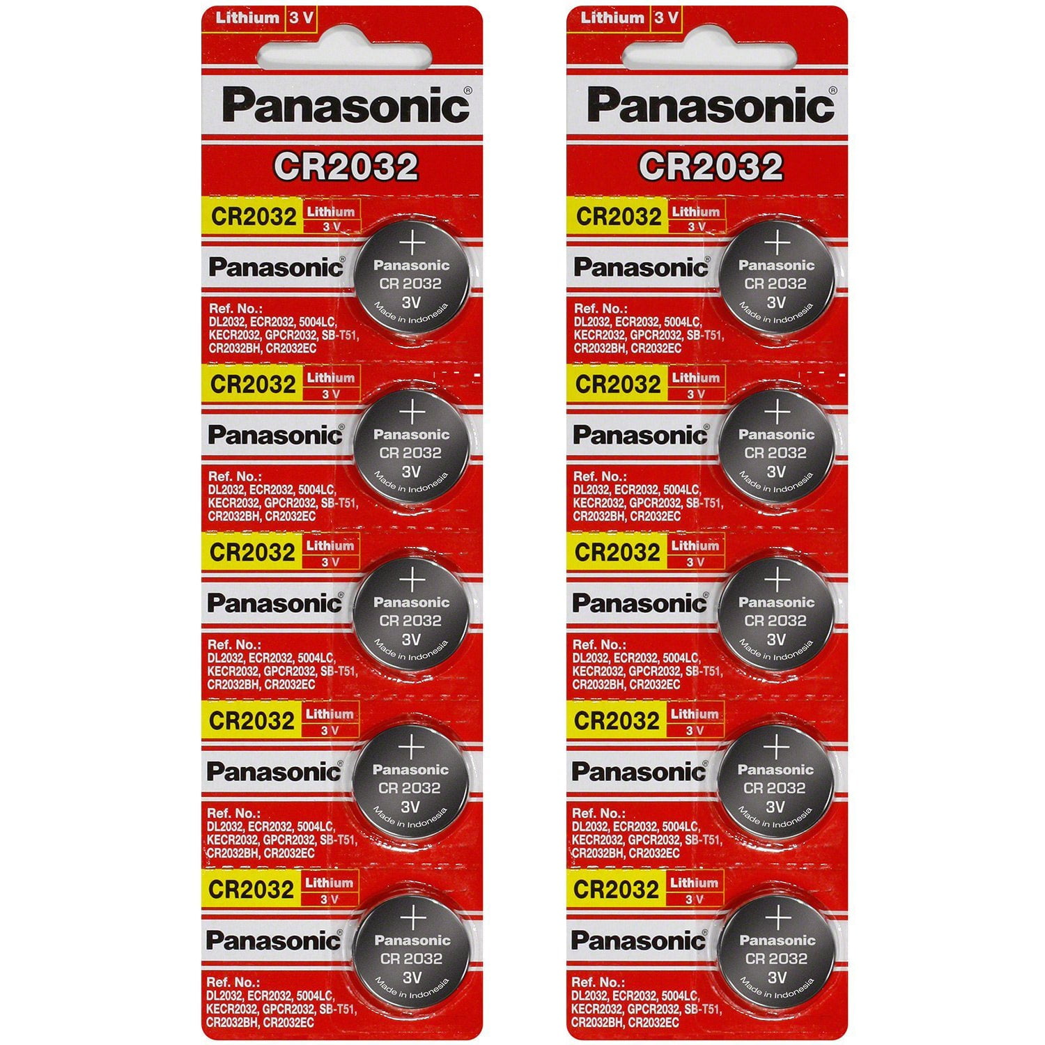 Panasonic CR2032 Lithium Battery, 3V Coin Cell, Long-Lasting Power, 10 ...