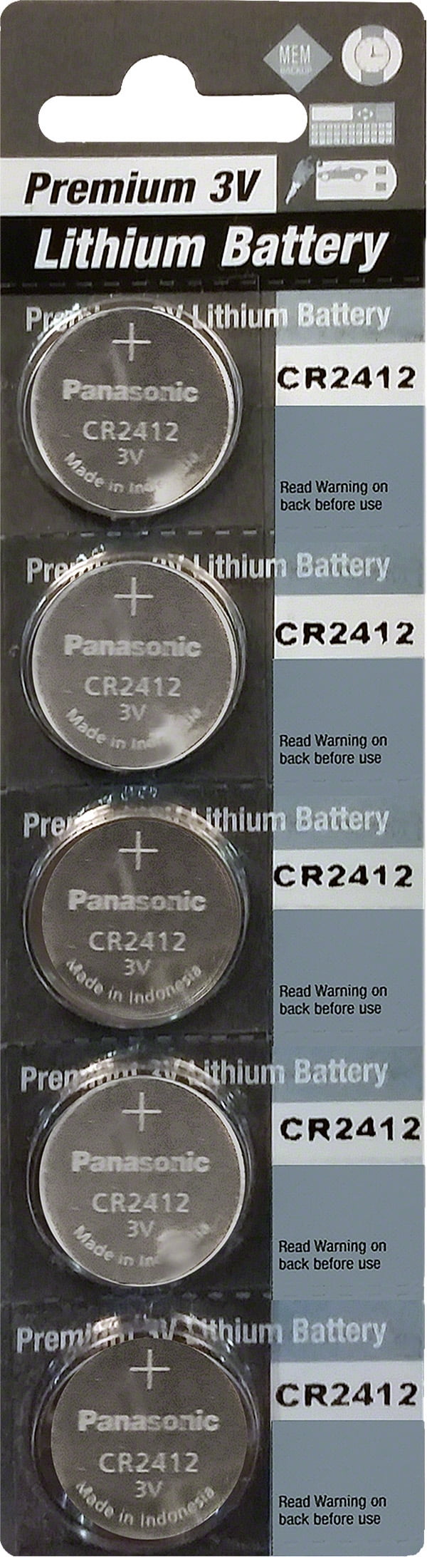 Panasonic CR2412 3V Lithium Battery 5PACK X (5PCS) = 25 Single Use ...