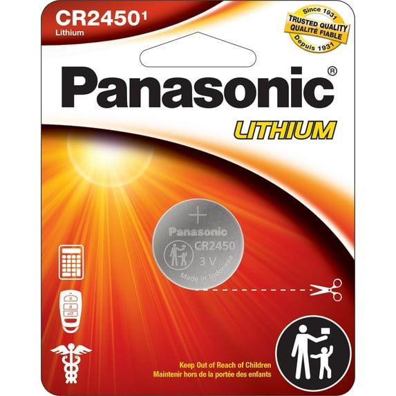 Panasonic CR2450 3.0 Volt Long Lasting Lithium Coin Cell Batteries in ...