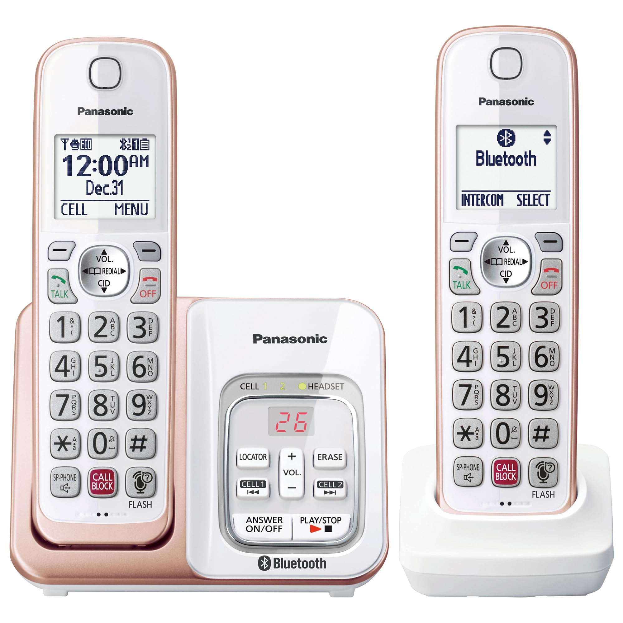 Panasonic Cordless Phone with Link2Cell Bluetooth, Voice Assistant ...