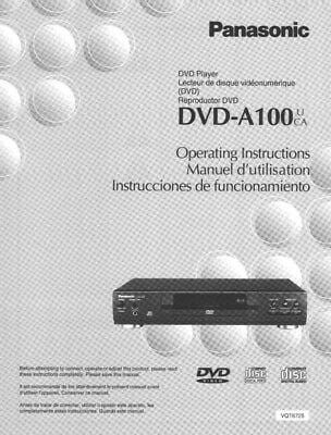 Instruction Manual ONLY for Panasonic DVD-A100 DVD Player Owners ...
