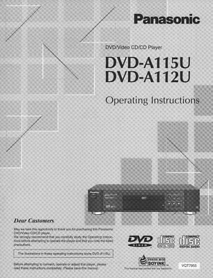 Panasonic DVD-A112U DVD-A115U DVD Player Owners Instruction Manual ...