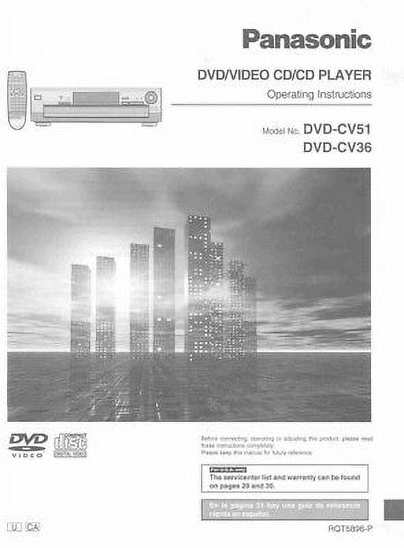 Panasonic DVD-CV36 DVD-CV51U DVD Player Owners Instruction Manual ...