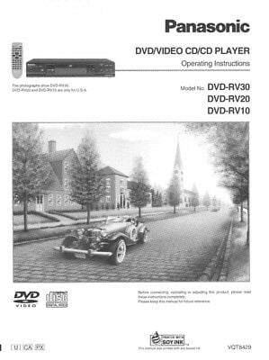 Panasonic DVD-RV10 DVD-RV20 DVD-RV30 DVD Player Owners Instruction ...
