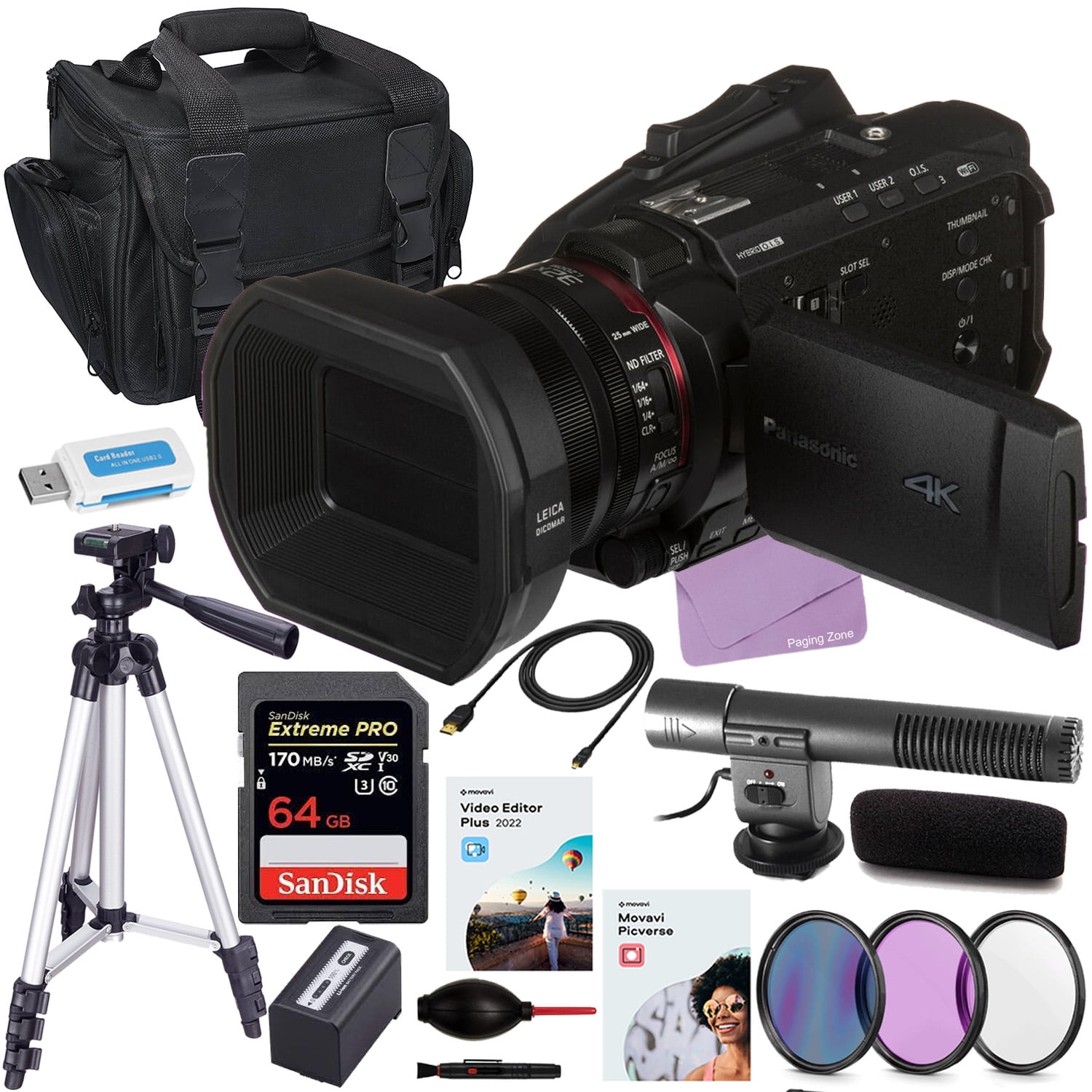 Panasonic HC-X1500 UHD 4K HDMI Pro Camcorder with 24x Zoom Bundle ...