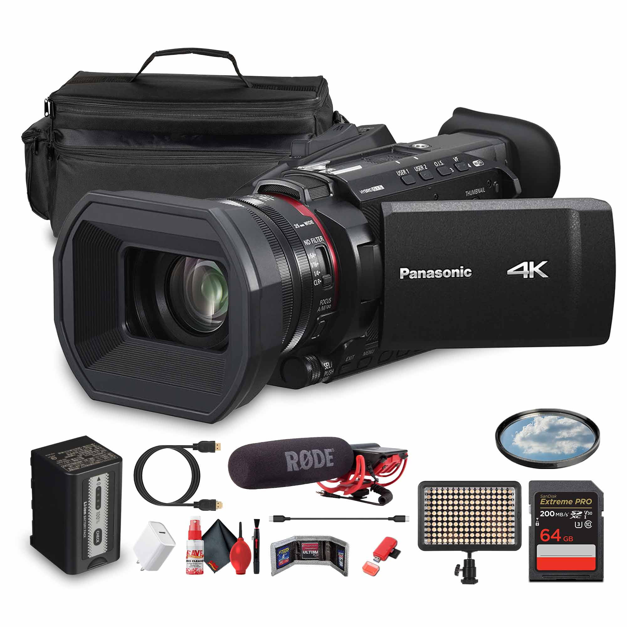 Panasonic HC-X1600 UHD 4K HDMI Lightweight Compact Camcorder with 24x ...
