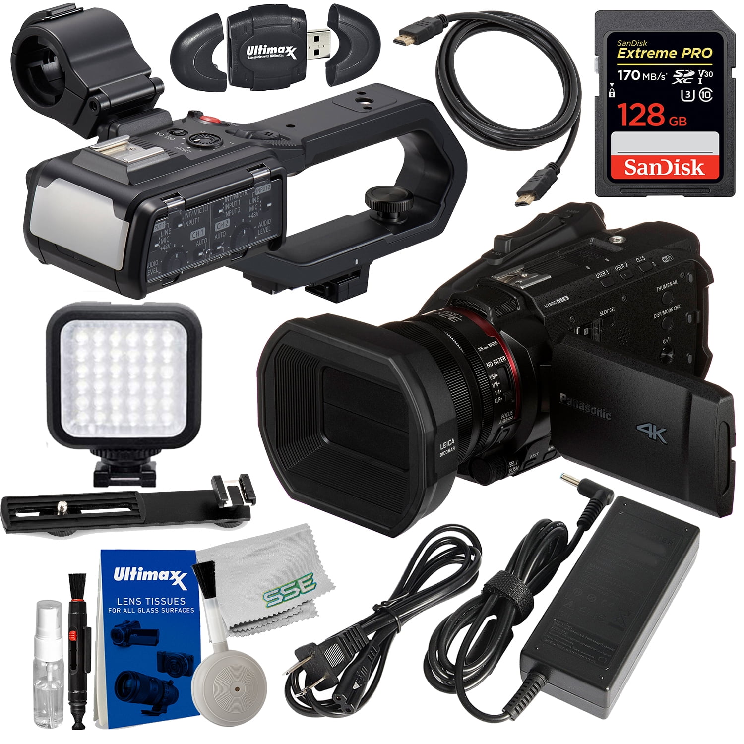 Panasonic HC-X2000 4K Pro Camcorder Bundle: 128GB SDXC Card, LED Light ...