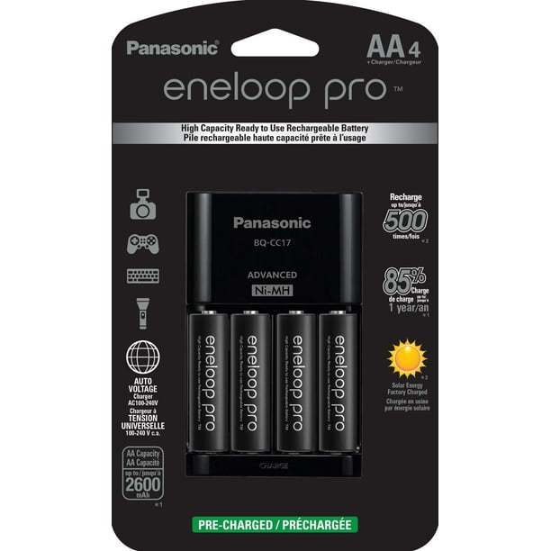 Panasonic Eneloop Pro NiMH Battery Charger Kit with 4-Pack AA High ...