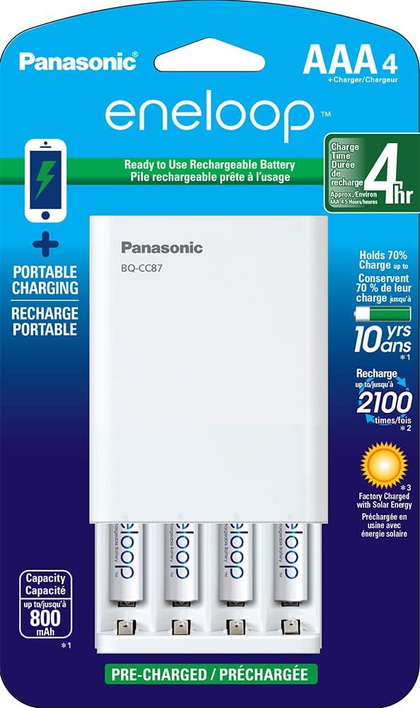 Panasonic Rechargeable AAA Batteries with Individual Charger & LED ...