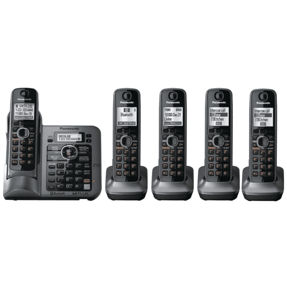 Panasonic KX-TG7645M 1.9 GHz Five Handsets Single Line Cordless Phone - Walmart.com