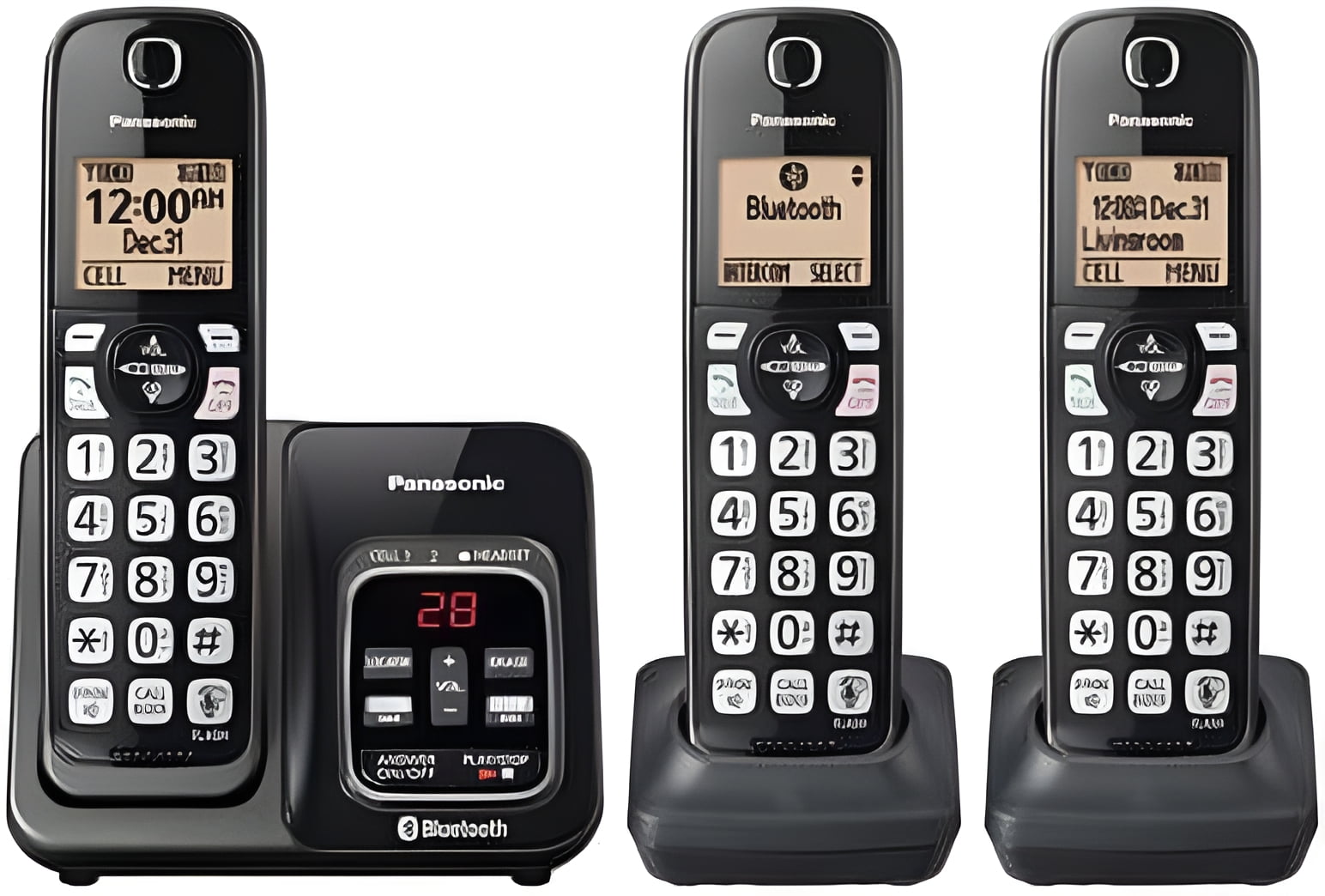 Panasonic KX-TG833SK Cordless Phone System with 3 Handsets, Talking ...