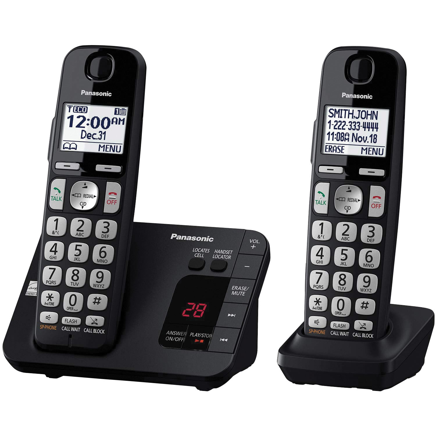 Panasonic DECT 6.0 Cordless Phone System with Answering Machine, Call ...