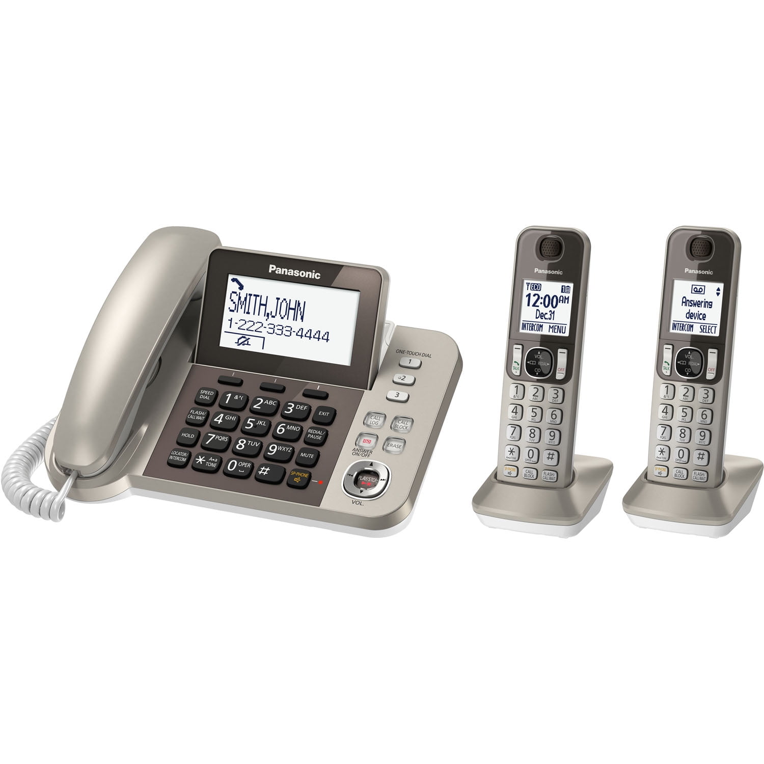 Panasonic KX-TGD532W Home Phone, Corded/Cordless System with Talking ...
