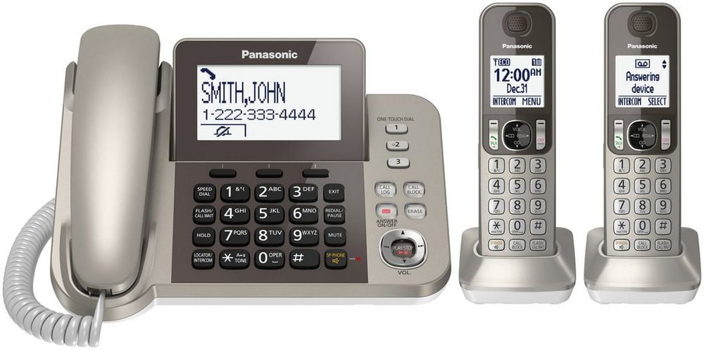 Panasonic KX-TGD532W Home Phone, Corded/Cordless System with Talking ...