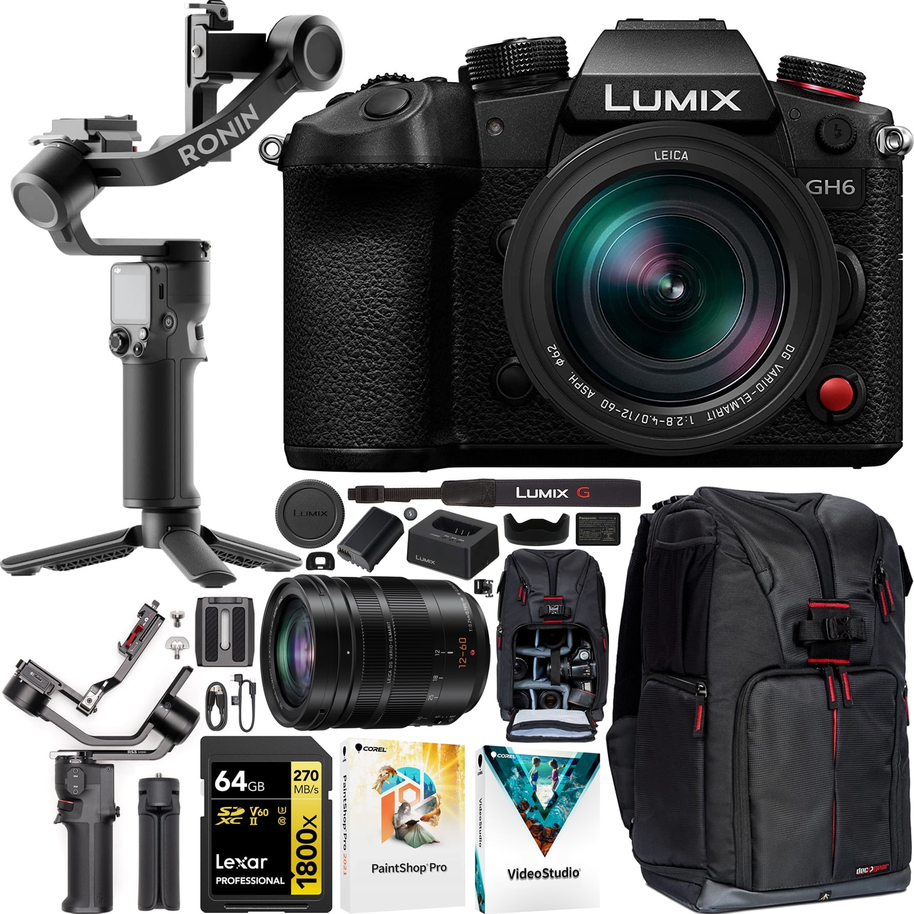 Panasonic LUMIX GH6 Mirrorless Camera Body + 12-60mm F2.8-4 LEICA Lens DC-GH6LK 4K Filmmaker's ...