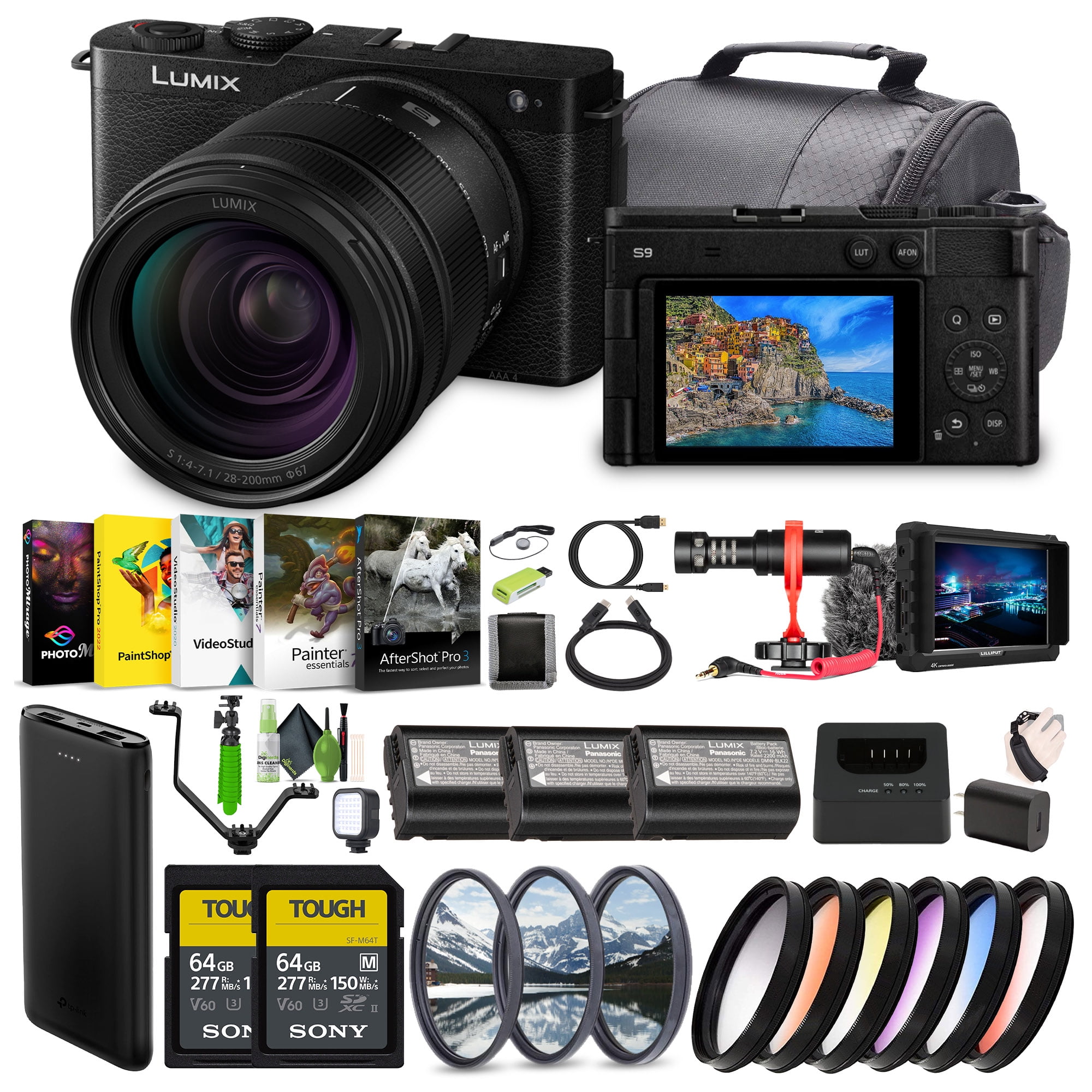 Panasonic LUMIX S9 Mirrorless Full Frame Camera with 28-200mm L Mount Lens - Black -Bundle with ...